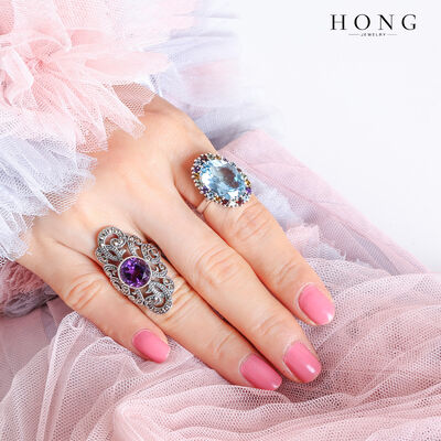 Hong Jewelry แหวนเงิน พลอยนำโชค เครื่องประดับเงินแท้